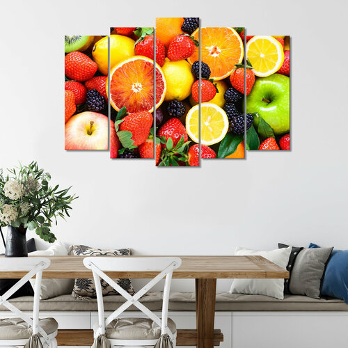 Модульная картина/Модульная картина на холсте/Модульная картина в подарок/Juicy fruit mix - Сочный фруктовый микс 150х100