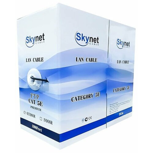 Кабель SkyNet Light CSL-FTP-4-CU FTP indoor 4x2x0, 46, медный, FLUKE TEST, категория 5e, одножильный, 305 м, серый