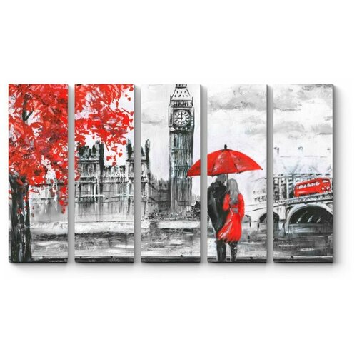 Модульная картина Влюбленные на берегу Темзы, Лондон 120x72