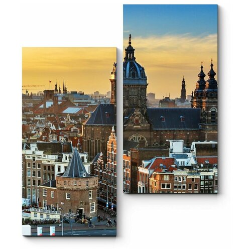 Модульная картина Амстердам с высоты птичьего полте 90x113