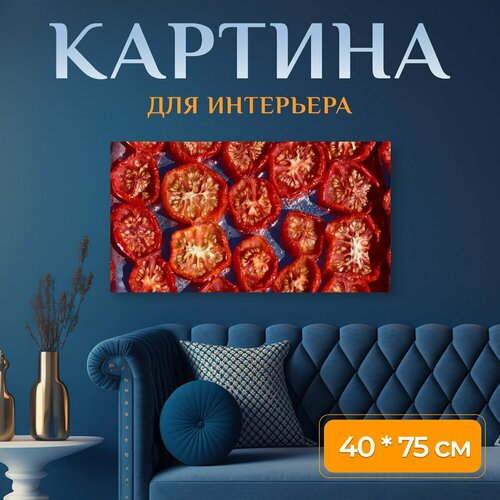 Картина на холсте "Помидоры, спелые помидоры, спелый" на подрамнике 75х40 см. для интерьера