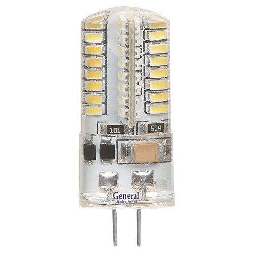 Лампа светодиодная. General GLDEN G4- 3-S 3Вт 12В 6500К силикон (10 шт)