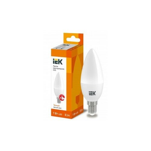 Светодиодная LED лампа IEK свеча C35 E14 7W(630lm) 3000K 2K 100x35 матовая ECO LLE-C35-7-230-30-E14 (упаковка 18 штук)