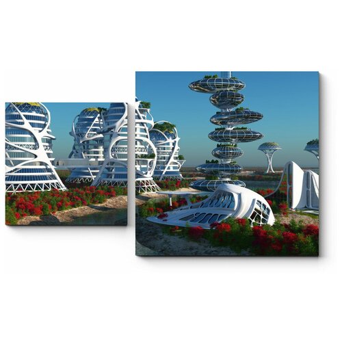 Модульная картина Побережье города будущего 80x48