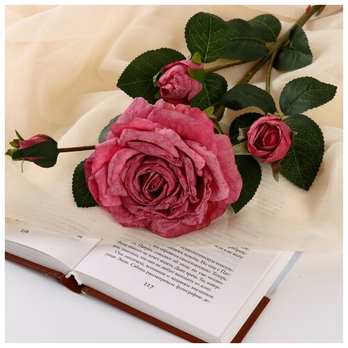 Цветы искусственные "Роза изыск" 10х64 см, пепельно-розовый