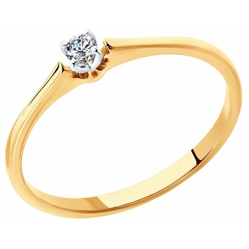 Кольцо помолвочное SOKOLOV, красное золото, 585 проба, бриллиант, размер 17