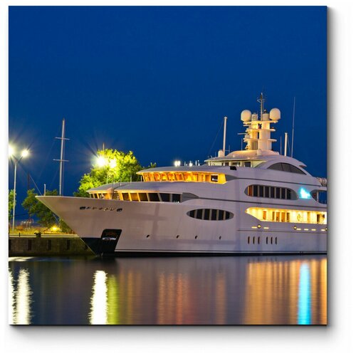 Модульная картина Красавица-яхта в ночном порту 20x20
