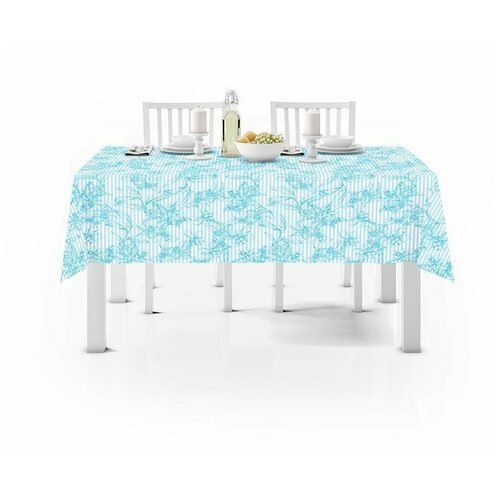 Набор столового белья "Мари Санна"; Цветы голубые; размер 150 х 180