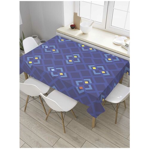 Скатерть прямоугольная JoyArty на кухонный стол "Геометрические внутренние квадраты" из оксфорда, 180x145 см