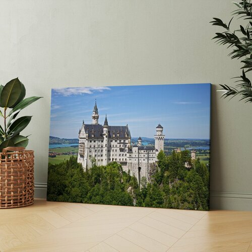 Картина на холсте (замок нойшванштайн бавария германия в людвига 2 лебединый) 20x30 см, для интерьера, в комнату, на стену, в подарок