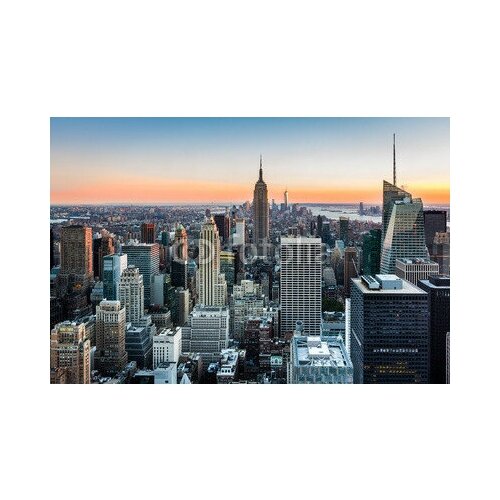Постер на холсте Нью-Йорк городской пейзаж на закате 60см. x 40см.