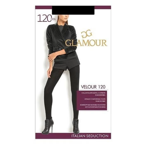 Колготки  Glamour Velour, 120 den, размер 4, черный