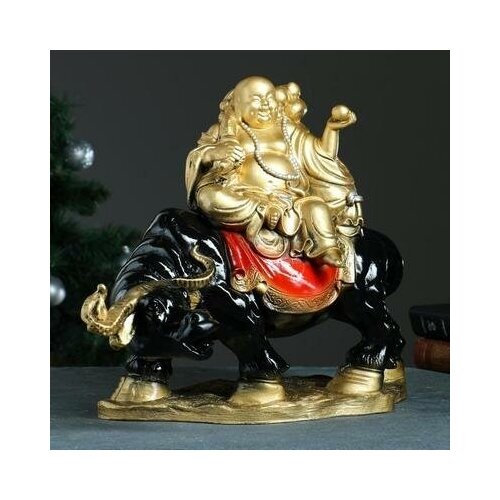 Фигура "Хоттей на буйволе" красное золото, 46х22х37 см Хорошие сувениры 4114879 .