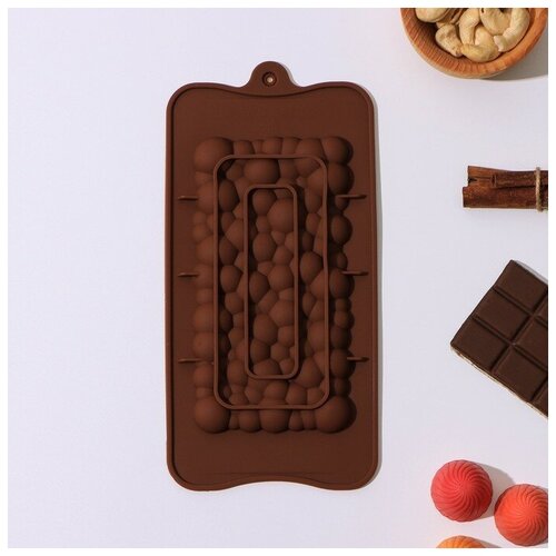 Форма для шоколада силиконовая Доляна "Воздушный", 21х10,1х1 см, силикон, ячейка 15,5х8 см, цвет шоколадный