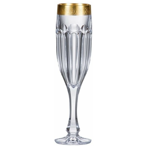 Бокалы для шампанского 150 мл 6 шт Crystalite Bohemia "Сафари /Матовое золото /430469" / 021118