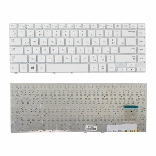 Клавиатура для ноутбука NP370R5E, NP450R5E белая без рамки, плоский Enter