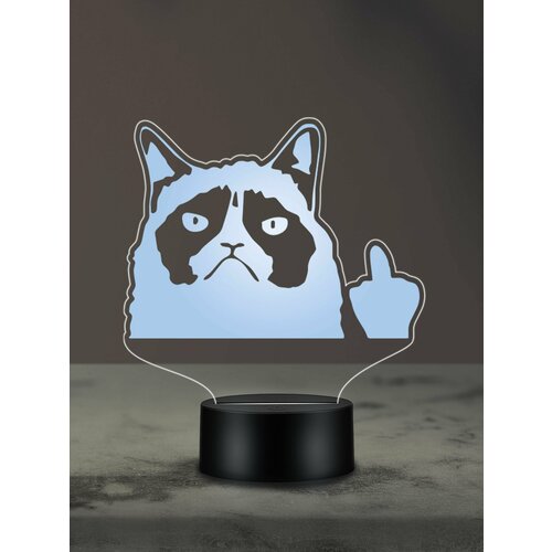Ночник Грустный кот, ночная лампа, 3Д светильник, мем