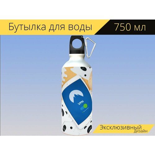 Бутылка фляга для воды "Хэллоуин, фокус покус, тыква" 750 мл. с карабином и принтом