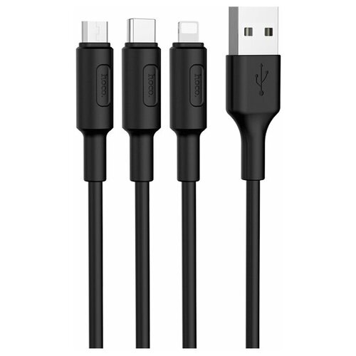 Кабель Hoco X25 USB - Lightning/MicroUSB/USB Type-C, 1 м, 1 шт., черный