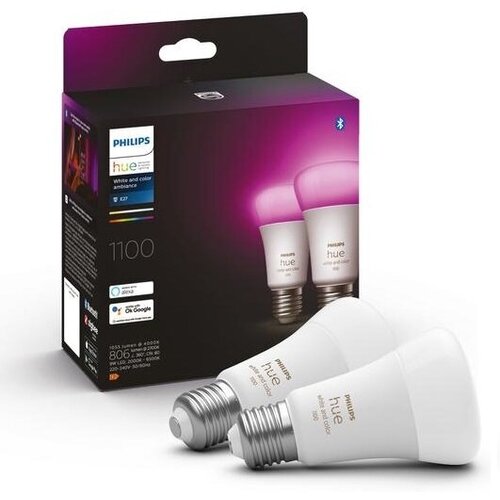 Умные лампы Philips Hue White and Color Ambiance Bluetooth E27 2 шт 1100Лм (929002468802)