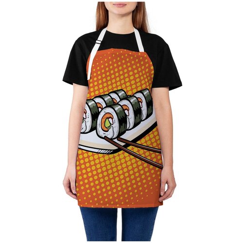 Фартук женский для готовки "Суши с соусом", универсальный размер