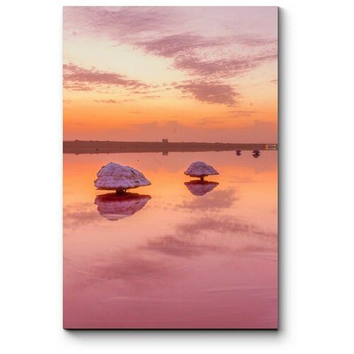 Модульная картина Розовый закат в зеркале воде 50x75
