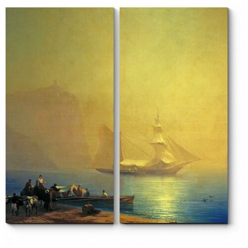 Модульная картина Утро на морском берегу. Судак. 1856 год.100x100