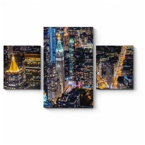 Модульная картина Вид на ночной Нью-Йорк 150x98