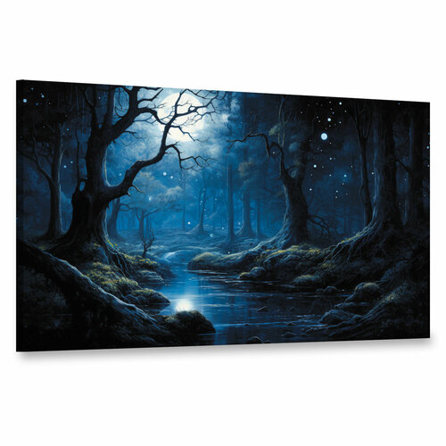Интерьерная картина 100х60 "ночь лес полнолуние"