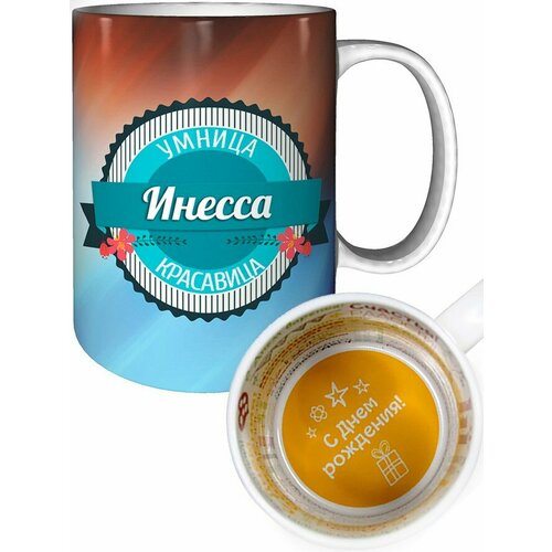 Кружка Инесса - с пожеланиями на день рождения.
