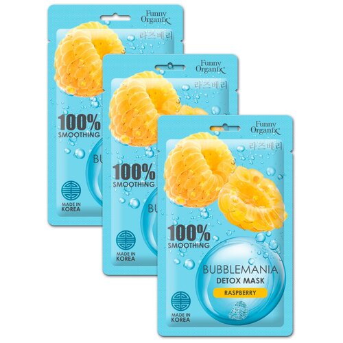 Funny Organix BubbleMania Кислородная тканевая детокс-маска Сладкая малина, 25 г