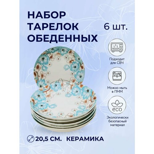 Обеденные тарелки 20.5 см 6 штук Набор тарелок Тарелки с рисунком