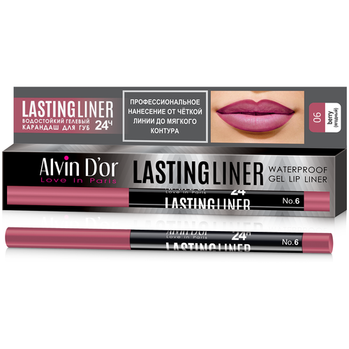 Alvin D'or Гелевый карандаш для губ автоматический Lasting Liner, 06 berry (ягодный)