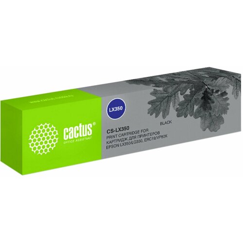 Картридж матричный CACTUS (CS-LX350) для Epson LX350/LQ350/ERC19/VP80K, черный, 364168