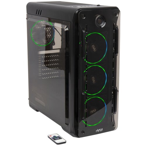 Hiper корпус CASE OB черный без БП ATX 4x120mm 1x140mm 2xUSB2.0 1xUSB3.0 audio bott PSU