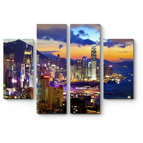 Модульная картина Красочный Гонконг в лучах закатного солнца 140x105