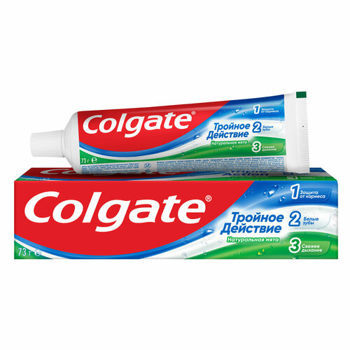 Зубная паста 50 мл COLGATE "Натуральная мята", тройное действие, с фторидом, 7891024128954 упаковка 6 шт.