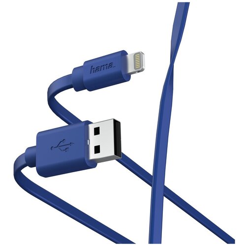 Кабель Hama 00187232 USB (m)-Lightning (m) 1 м, синий, плоский
