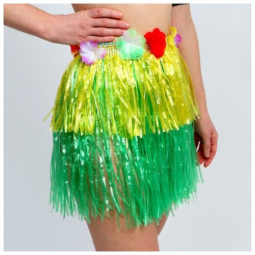 Гавайская юбка, Страна Карнавалия, 40 см, жёлто-зелёная