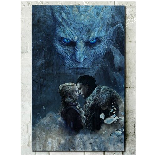 Картина интерьерная на рельефной доске Сериал Игра престолов (Зима близко, Джон Сноу) - 7192 В