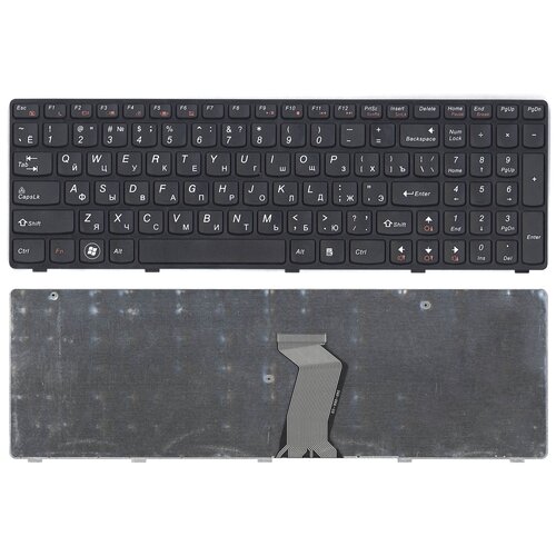 Клавиатура для ноутбука Lenovo PK130SY1D00 черная с черной рамкой