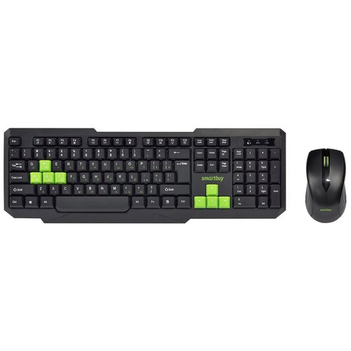 Комплект клавиатура + мышь SmartBuy ONE 230346AG-KN,черно-зеленый, беспроводной, black