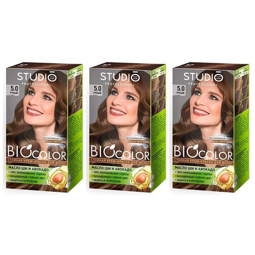 Essem Hair Studio Professional BioColor стойкая крем-краска для волос 3 шт, 5.0 русый