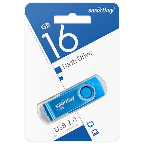 USB Flash Drive 16Gb - SmartBuy UFD 2.0 Twist Blue SB016GB2TWB