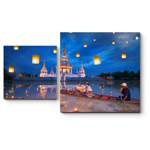 Модульная картина Фестиваль плавающих фонариков, Тайланд60x36