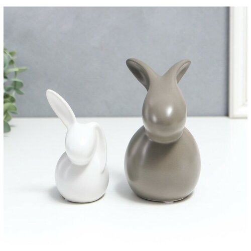 MARU Сувенир керамика "Два кролика" матовый набор 2 шт 11,5х6 12х14,5 см