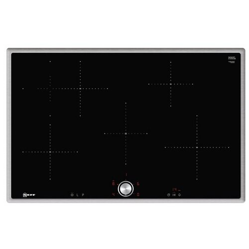 Индукционная варочная панель NEFF T48BT00N0, с рамкой, цвет панели черный, цвет рамки серебристый