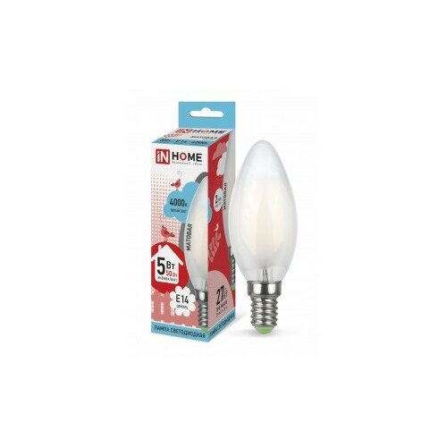 Светодиодная LED лампа LED-СВЕЧА-deco 5W 230В Е14 4000К 450Лм матовая IN HOME (упаковка 14 штук) 4690612006765