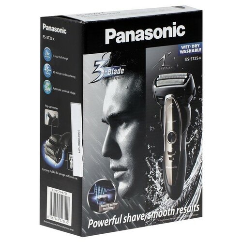 Panasonic Электробритва PANASONIC ES-ST25-K751, сетчатая, 3 головки, АКБ/220 В