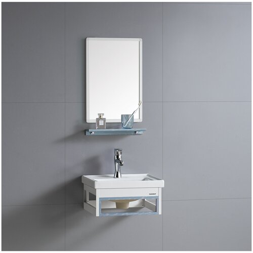 Комплект мебели для ванной River LAURA 405, белый/голубой